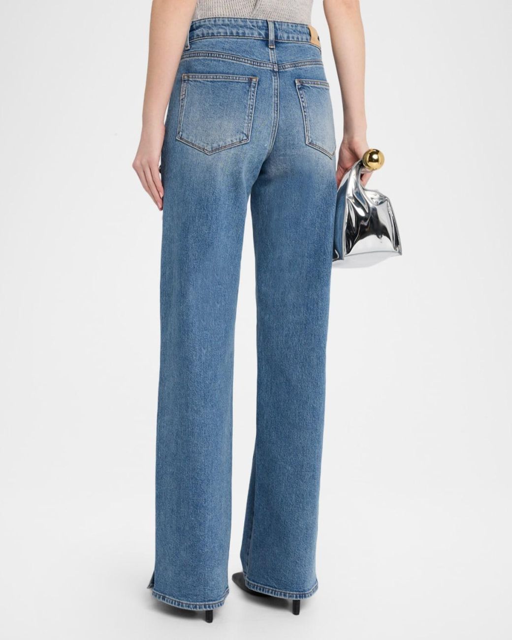PAIGE Sarah Wide-Leg Jeans With Side Snaps in Blue | Lyst
