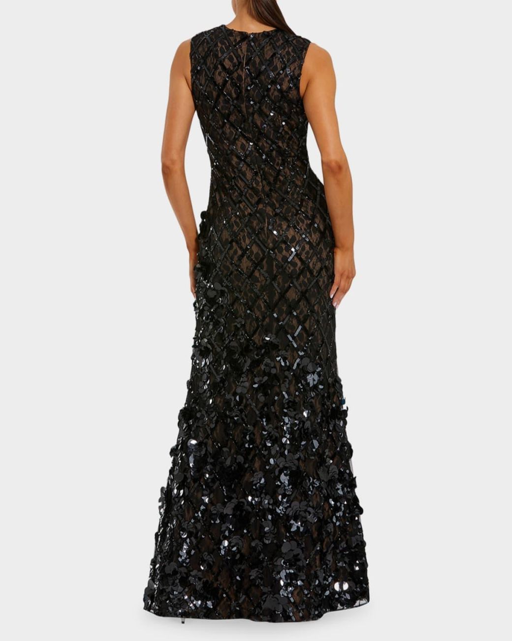 Mac Duggal Mesh Beaded Sequined Mermaid Gown in White | Lyst