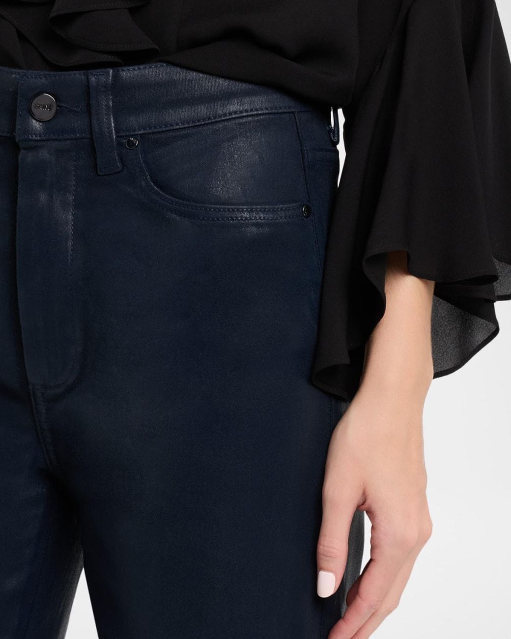 PAIGE Sasha Coated Wide-Leg Jeans in Blue | Lyst