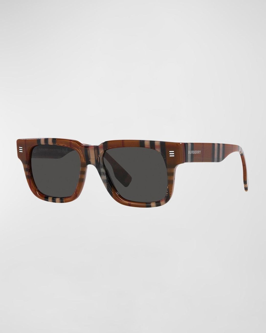 Burberry Hayden Check Acetate Square Sunglasses In Brown For Men Lyst