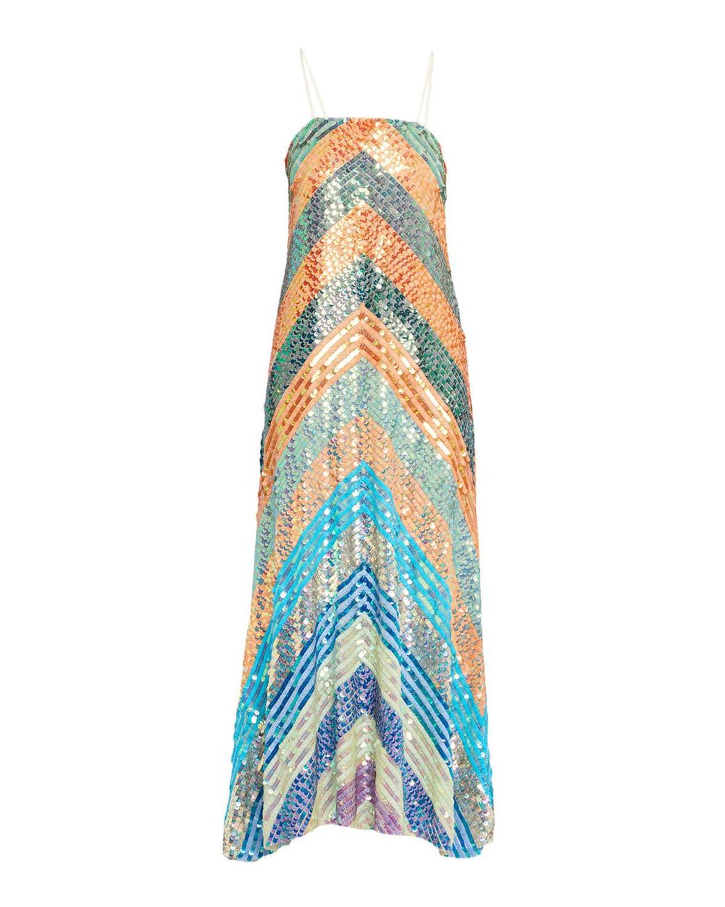 Christopher John Rogers Chevron Sequined Bias Strapless Maxi Dress in ...