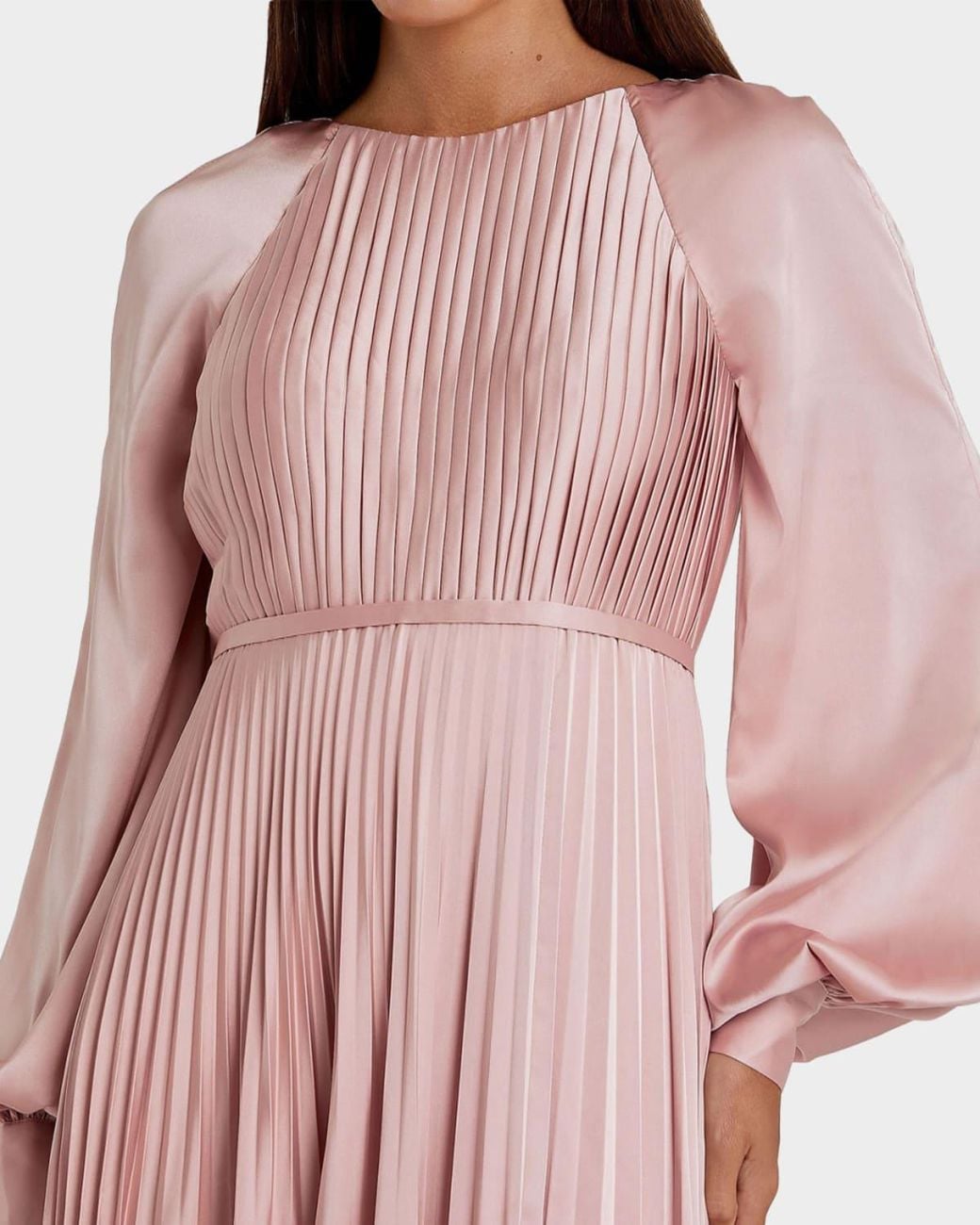 Mac Duggal Pleated A-Line Satin Charmeuse Gown in Pink | Lyst