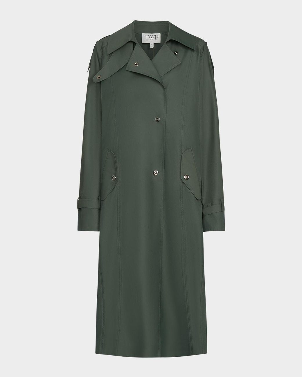Twp Bogie Long Trench Coat in Green | Lyst