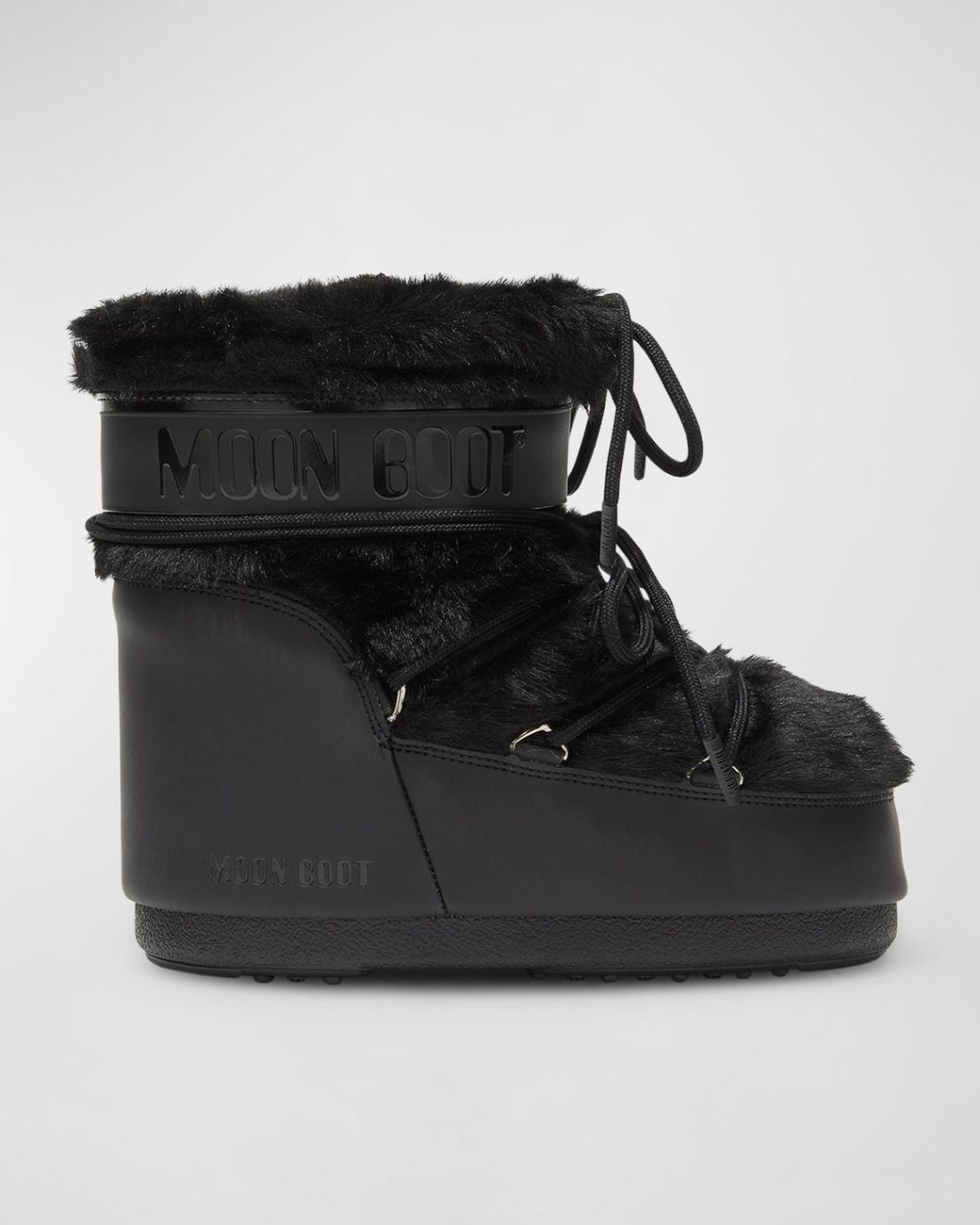 Moon Boot Icon Faux Fur Ankle Snow Boots in Black | Lyst