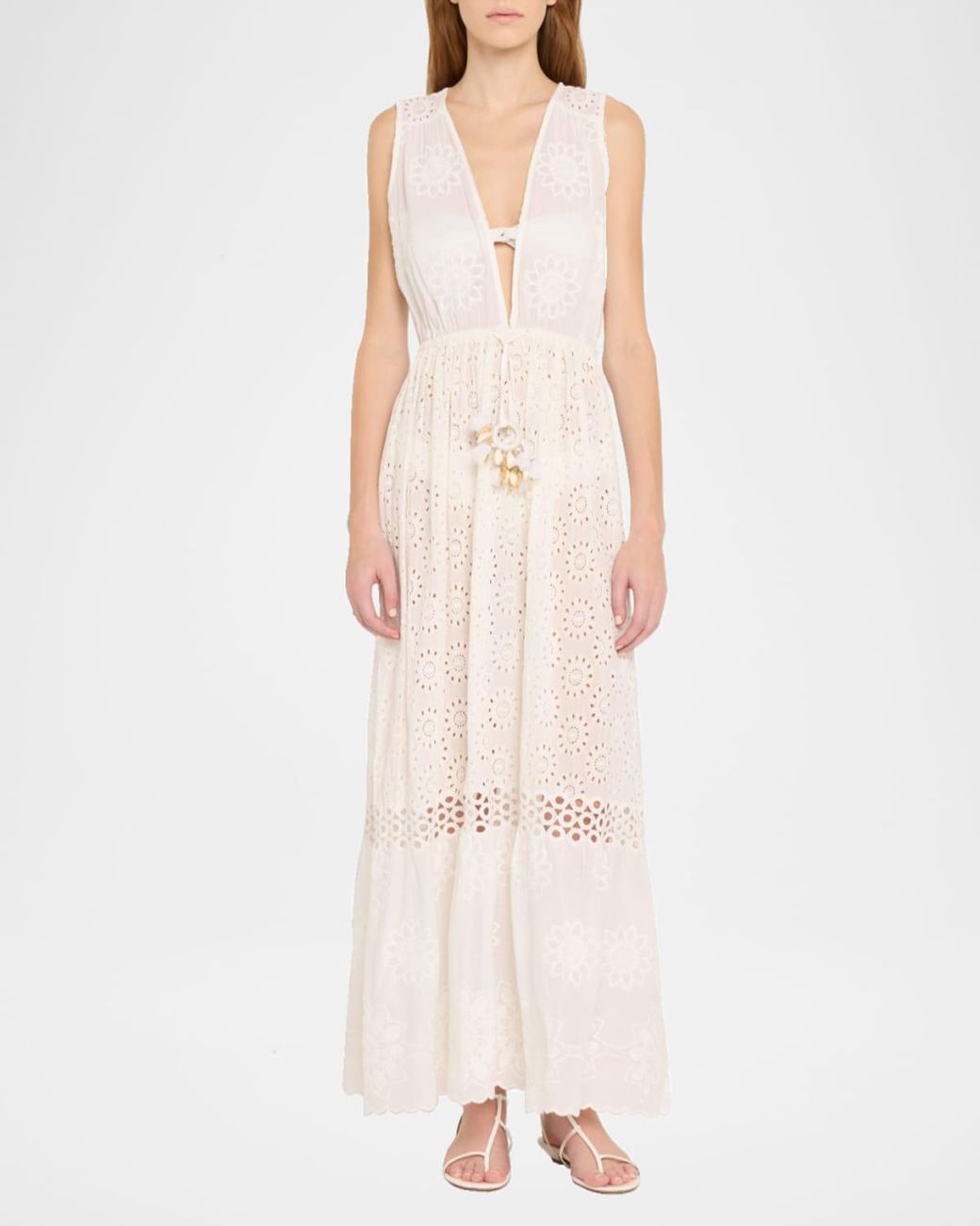 Ramy Brook Paxton Embroidered Maxi Dress in Natural | Lyst