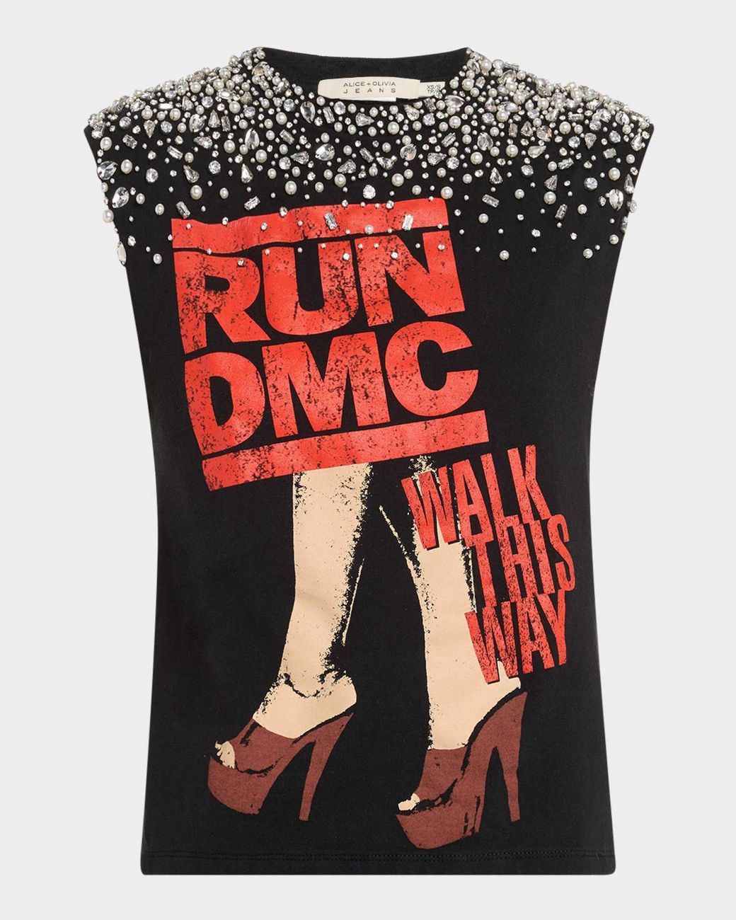 Alice + Olivia Micah Embellished Muscle Tank in Black | Lyst