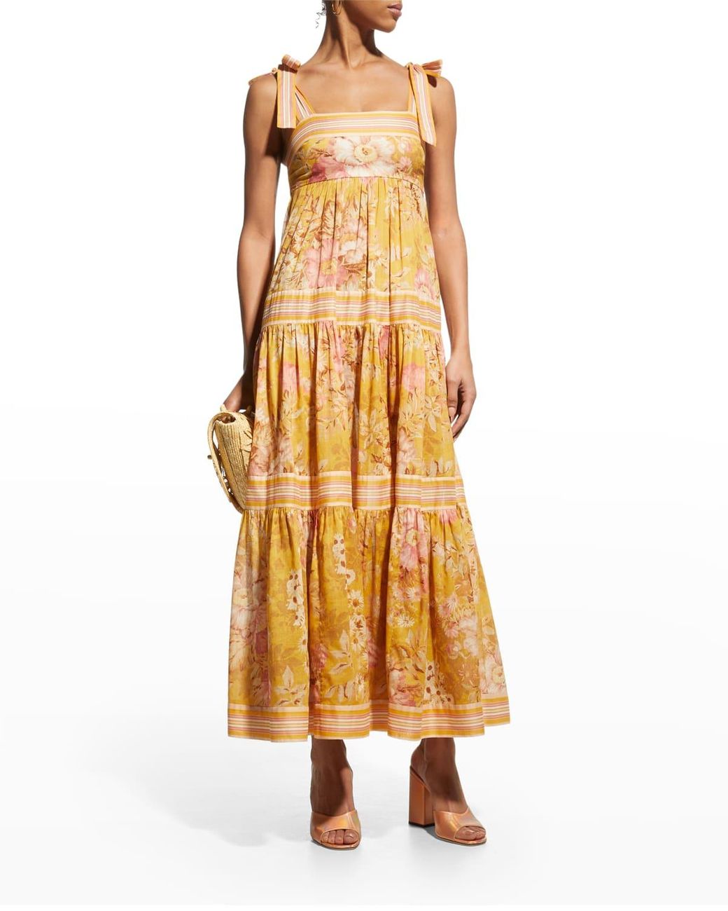 Zimmermann Pattie Floral Tie-shoulder Empire Waist Midi Dress in Yellow ... Zimmermann Pattie Floral Tie-shoulder Empire Waist Midi Dress in Yellow ...