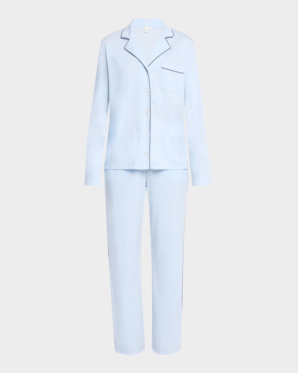 Skin Cayla Contrast-Trim Cotton Pajama Set in Blue | Lyst