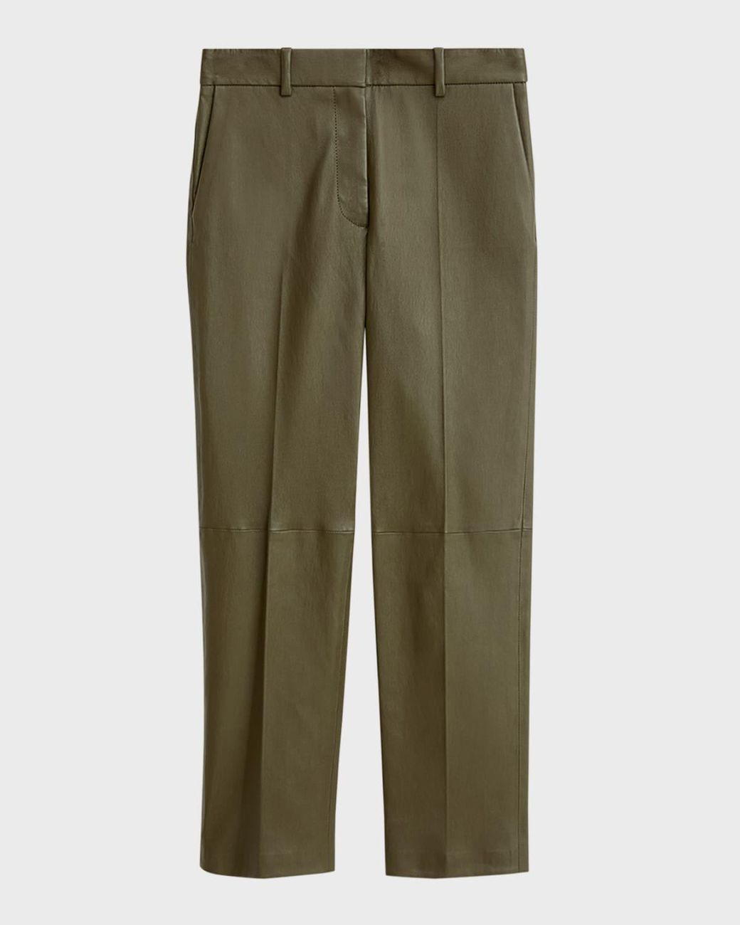 JOSEPH Coleman Cropped Stretch Leather Pants in Green | Lyst