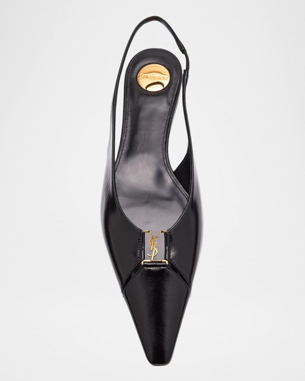 Saint Laurent Babylone Leather Ysl Slingback Ballerina Flats in Black ...