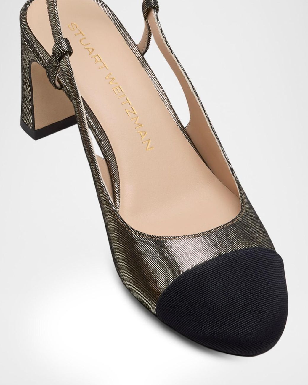 Stuart Weitzman 60Mm Babette Leather Noir Cap-Toe Slingback Pumps in ...