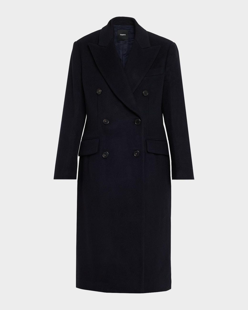 Theory Double-Breasted Wool-Blend Coat in Blue | Lyst