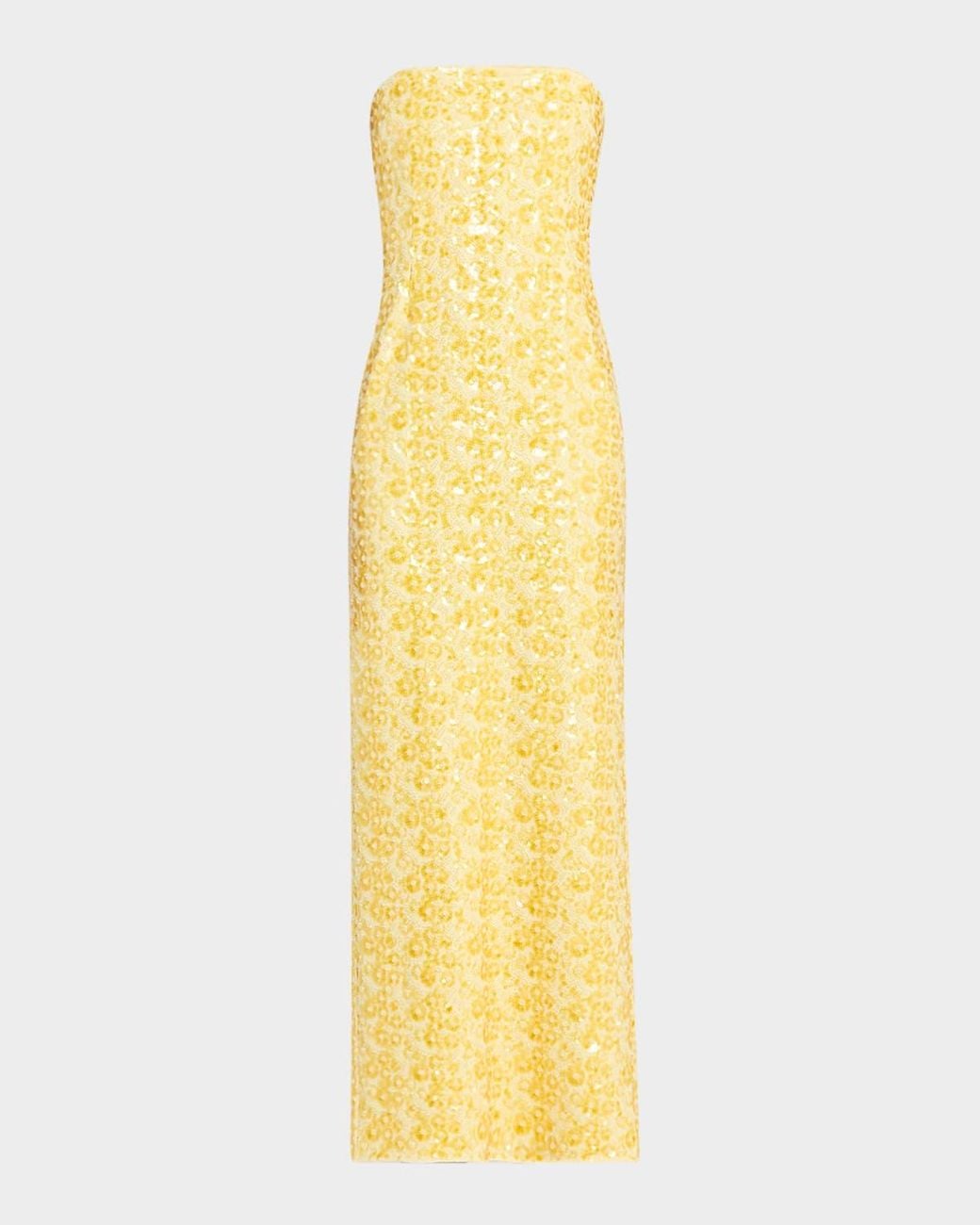 Jonathan Simkhai Savia Strapless Bead & Sequin Column Gown in Yellow | Lyst