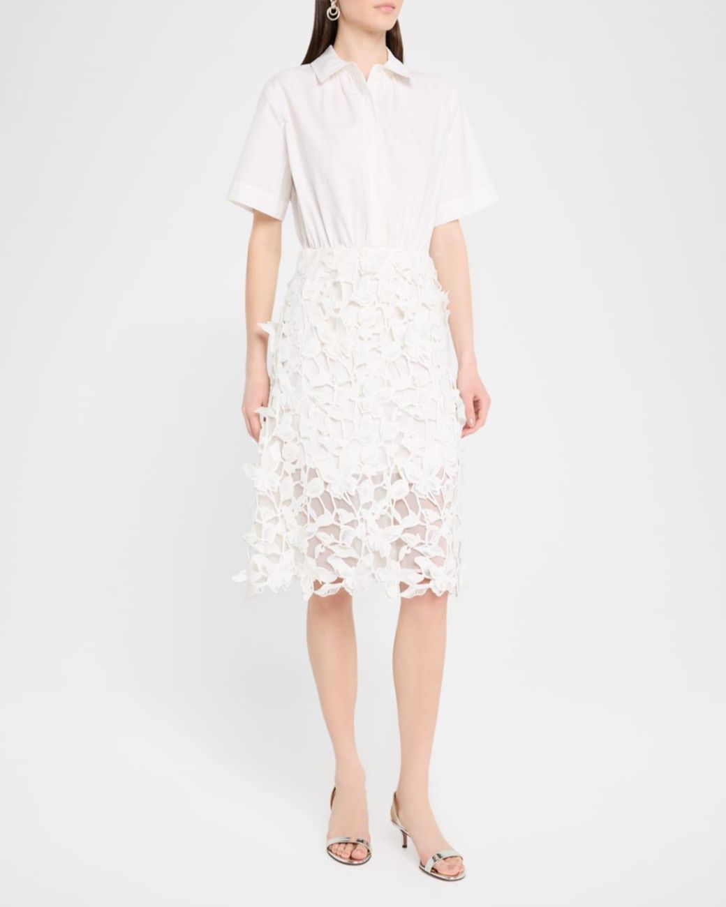 Jonathan Simkhai Colette Short-Sleeve Combo Dress in Natural | Lyst
