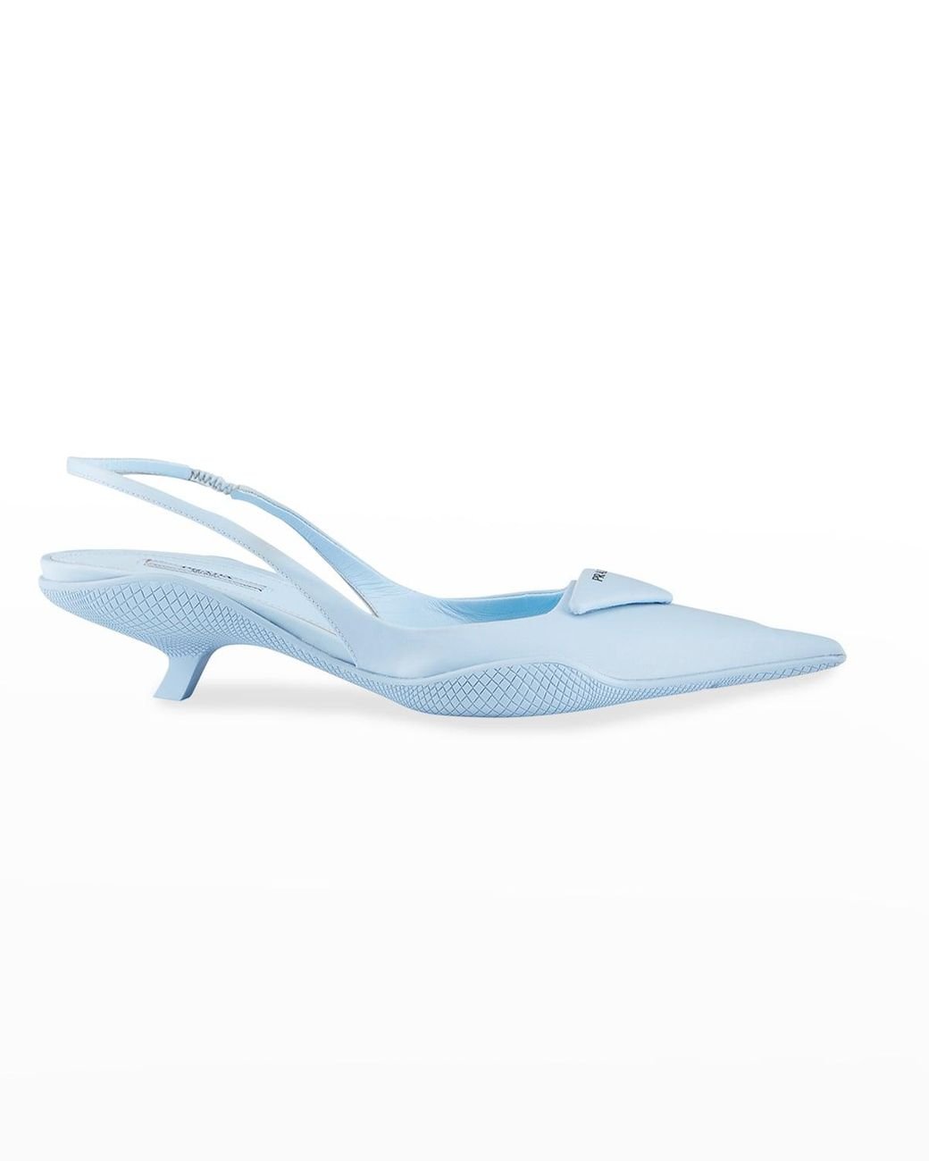 Prada Triangle Kitten-Heel Slingback Pumps in Blue | Lyst