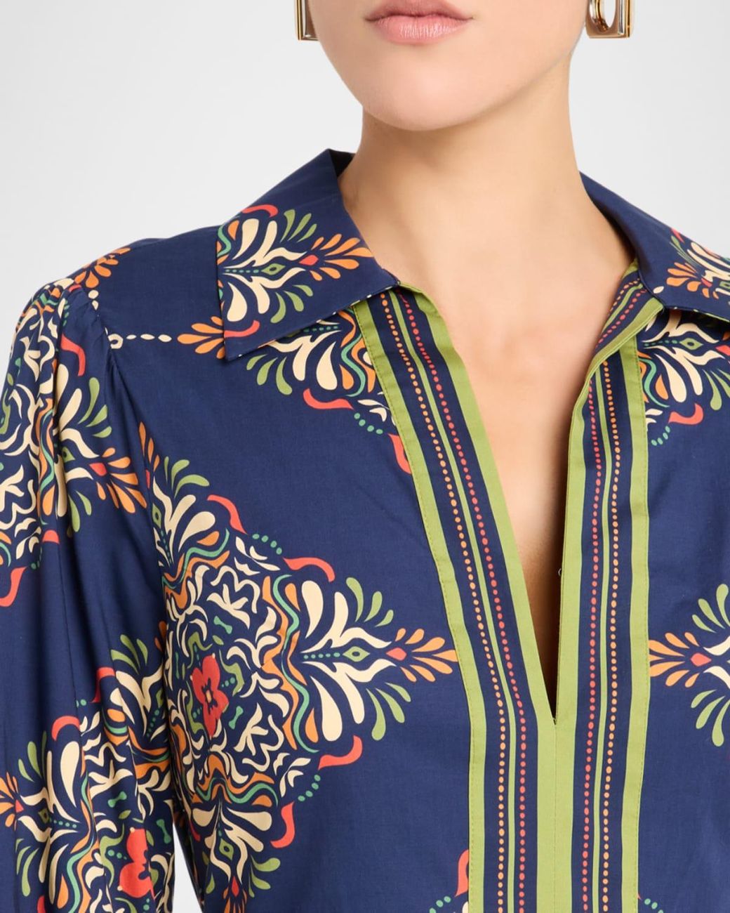 Shoshanna Lola Medallion-Print Midi Shirtdress in Blue | Lyst