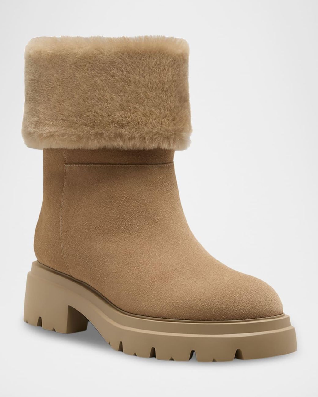 Stuart Weitzman Hudson Shearling-Lined Suede Booties in Brown | Lyst