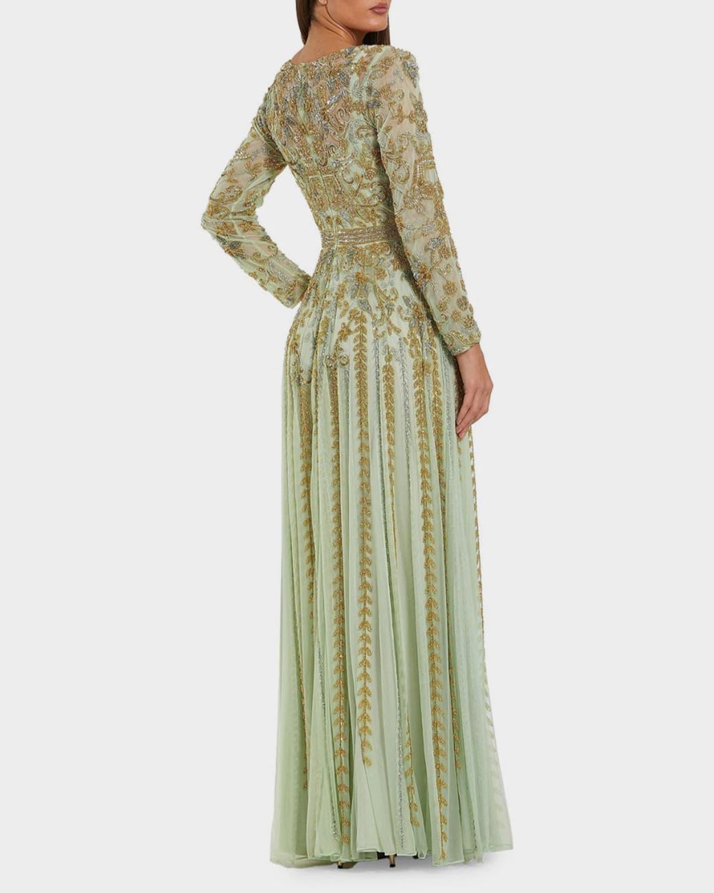 Mac Duggal Evening Beaded Mesh Gown in Green | Lyst