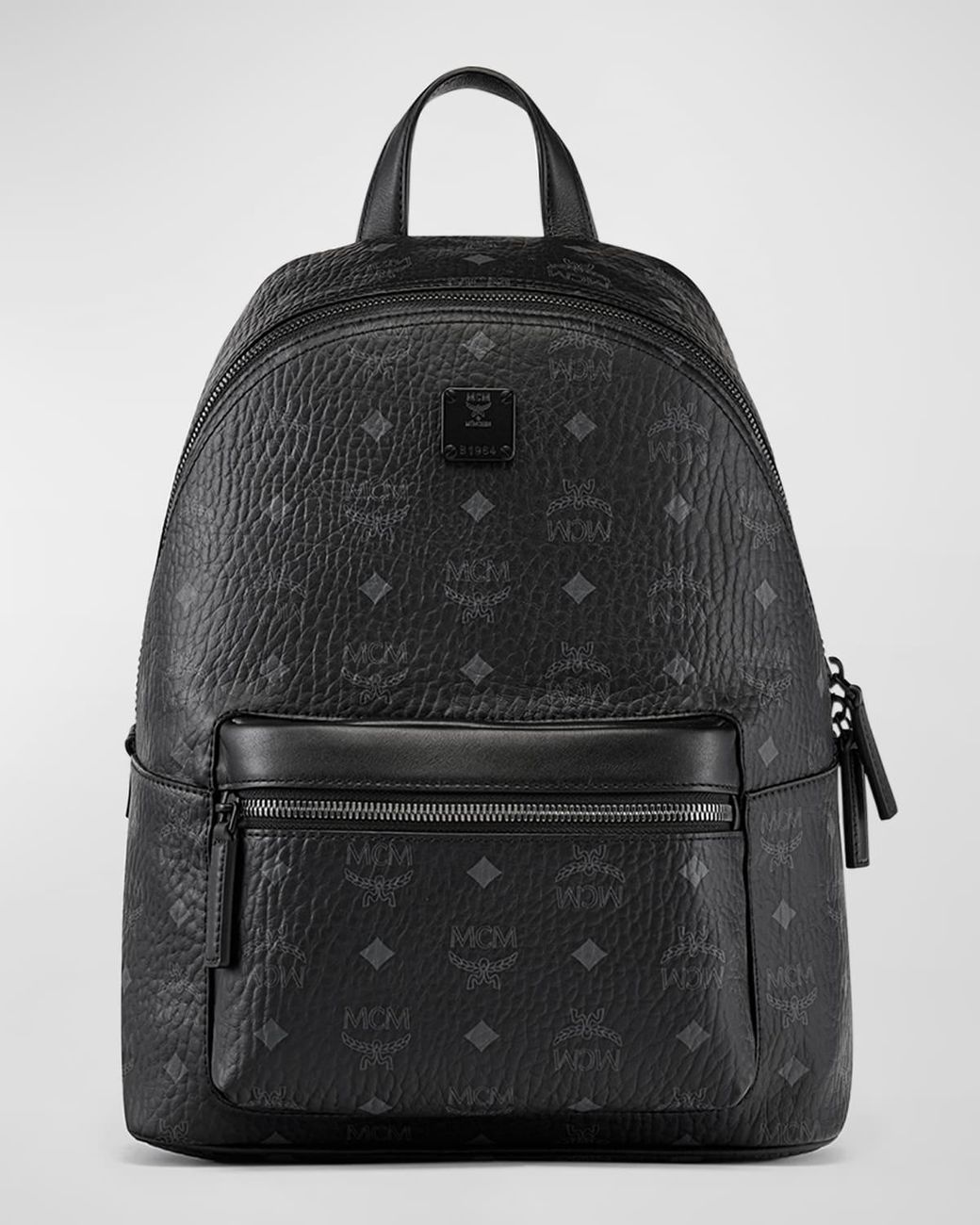 MCM Stark Small Logo Zip Backpack in Black | Lyst