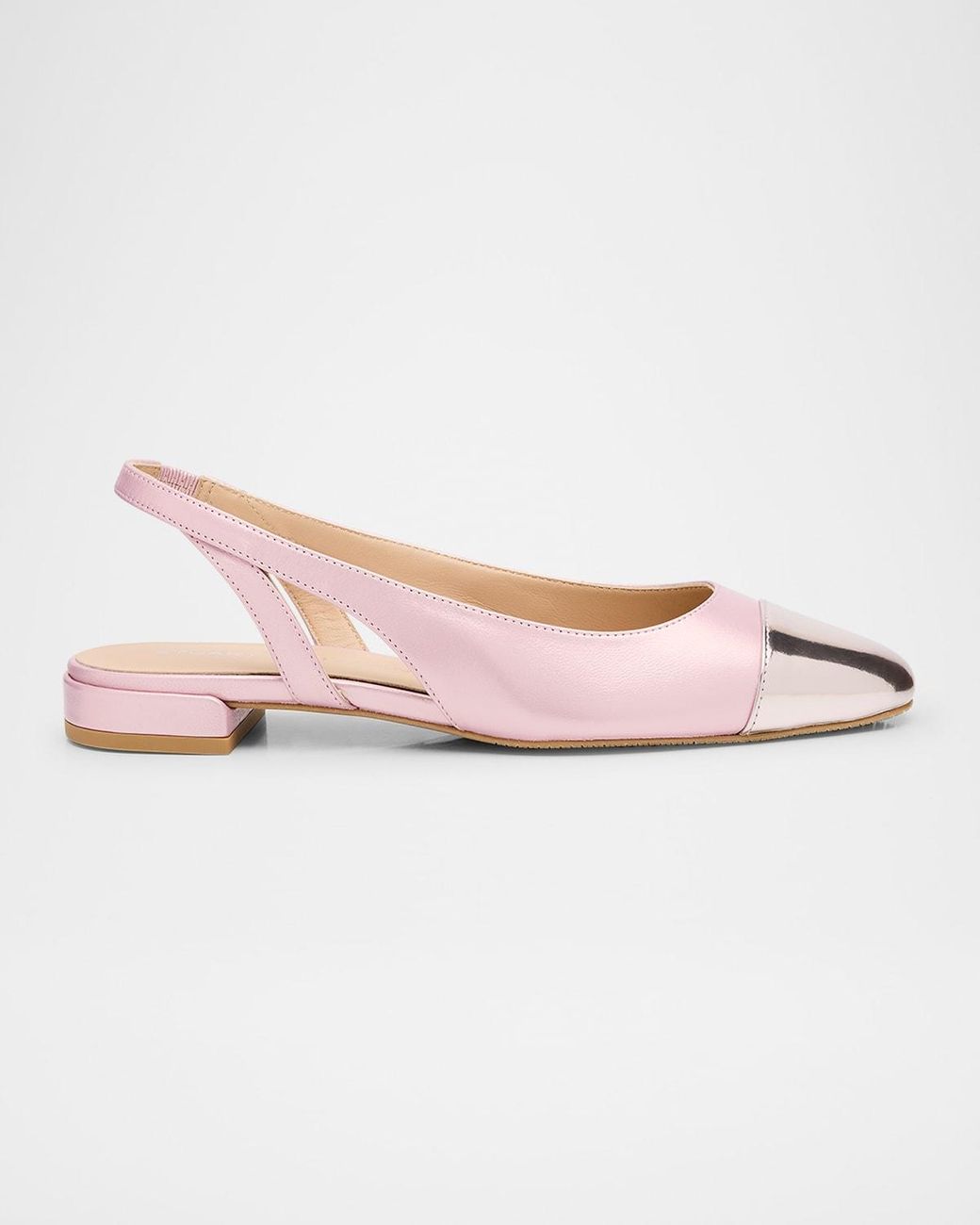 Stuart Weitzman Sleek Cap-Toe Slingback Flats in Pink | Lyst
