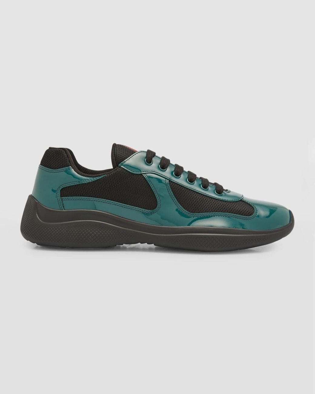 Prada America's Cup Patent Leather Patchwork Sneakers in Green for Men ...