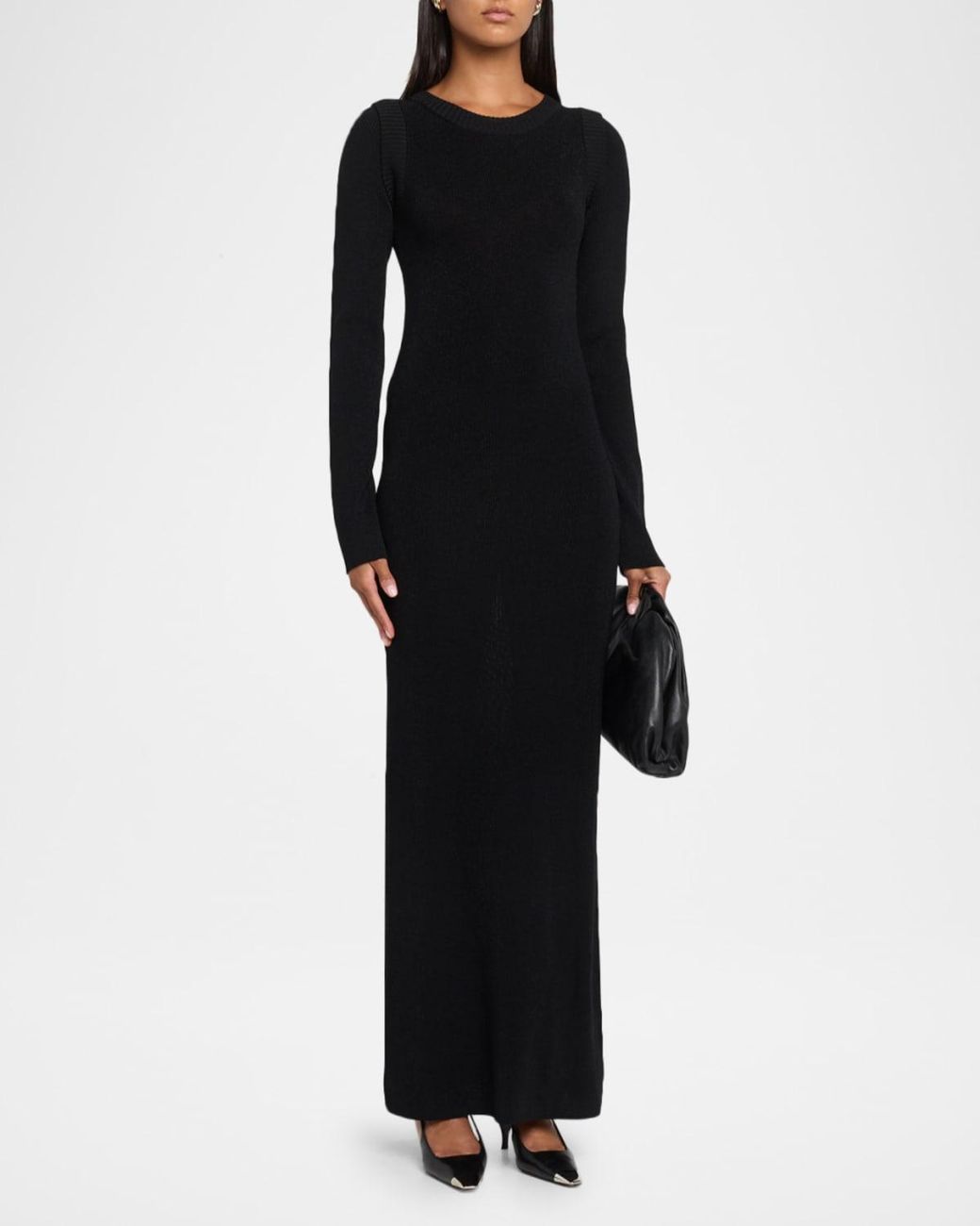 IRO Stefania Shimmer Rib Knit Maxi Sweater Dress in Black | Lyst