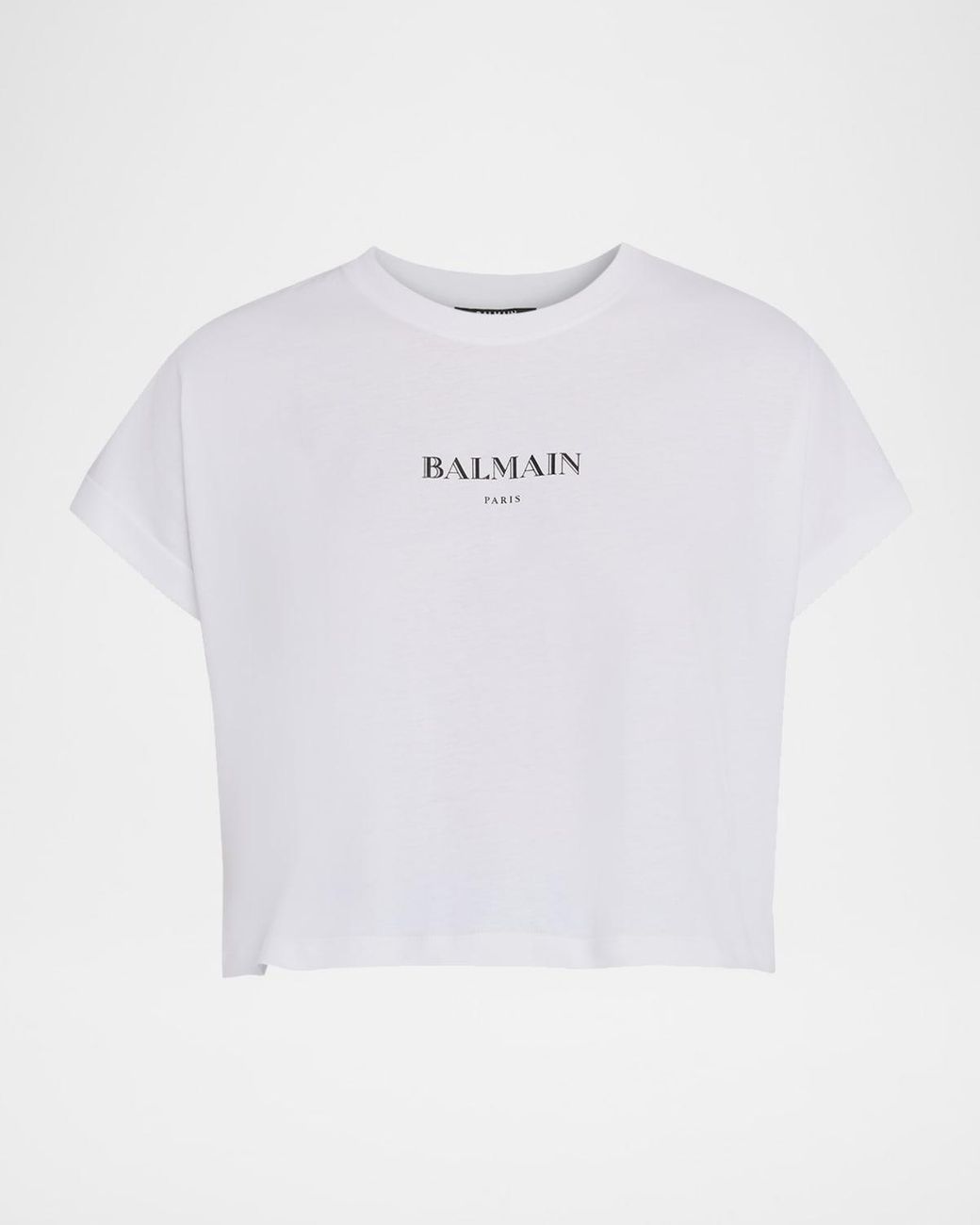 Balmain Logo Short-Sleeve Crop T-Shirt in Blue | Lyst