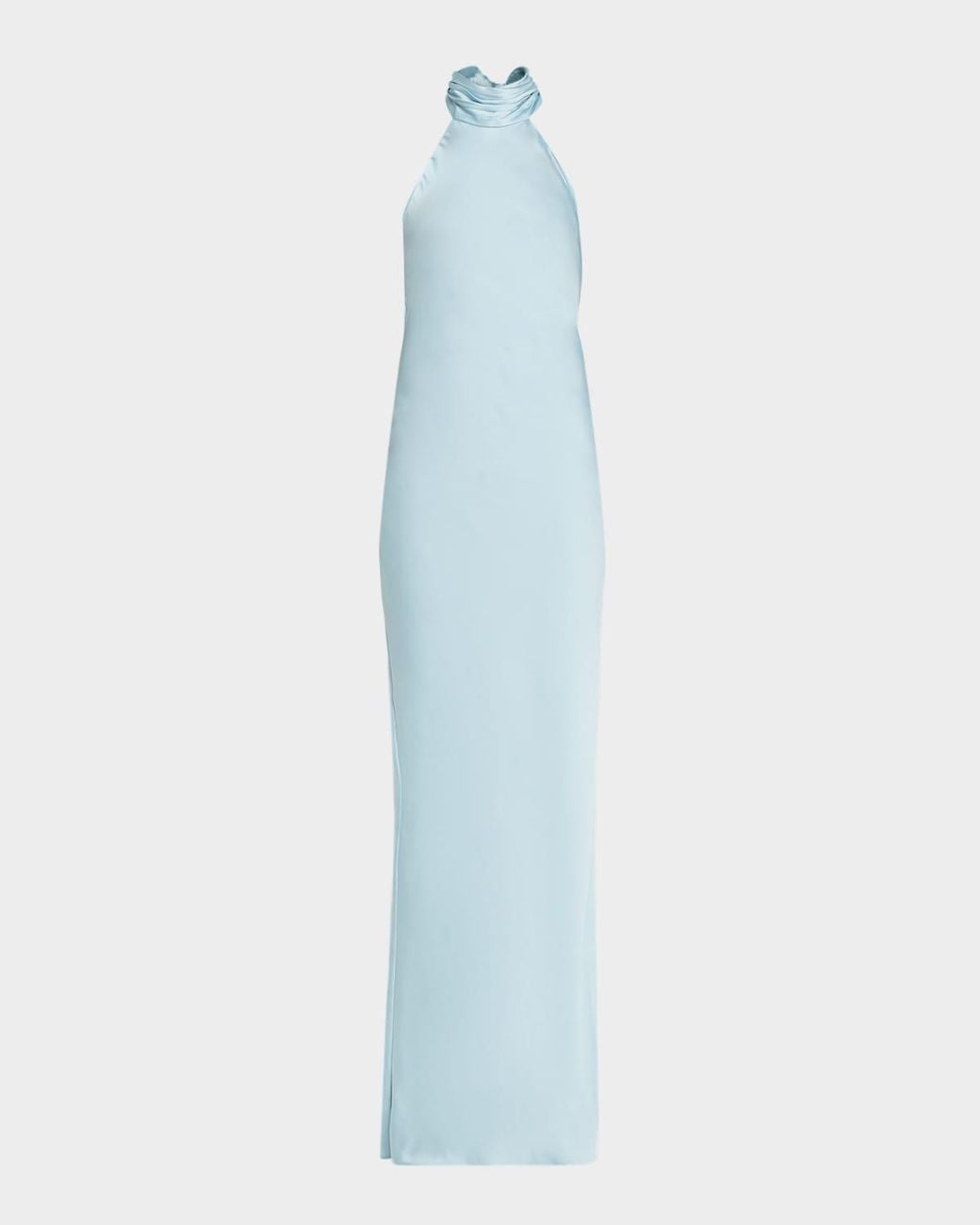 Ramy Brook Tatiana Low-Cut Halter Column Gown in Blue | Lyst
