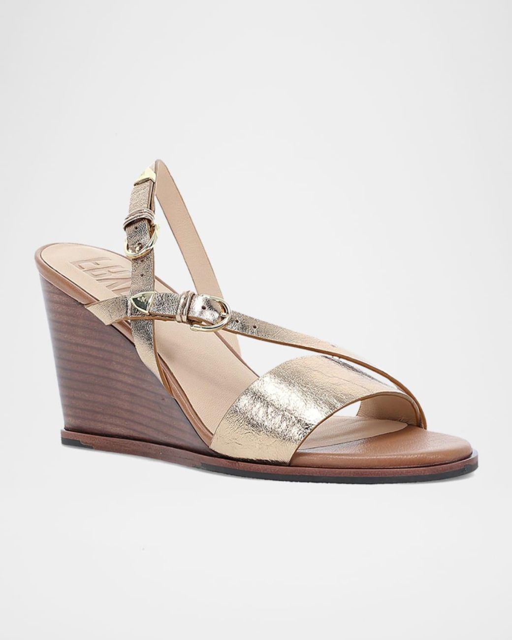 Frye Rachel Metallic Buckle Wedge Sandals | Lyst