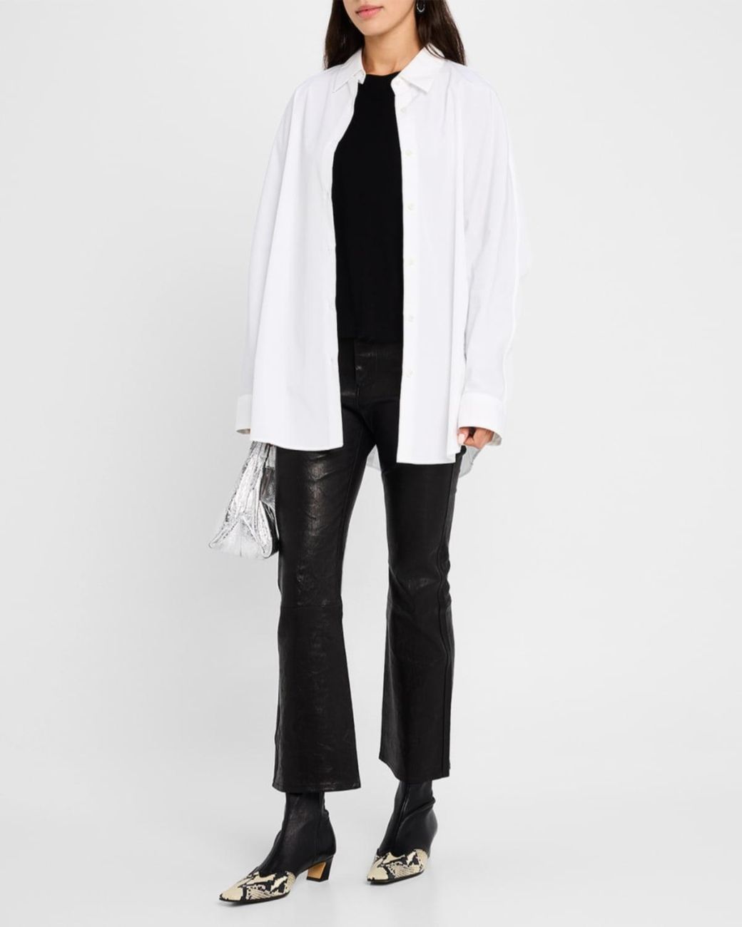 FRAME Cropped Leather Mini Boot Pants in Black | Lyst