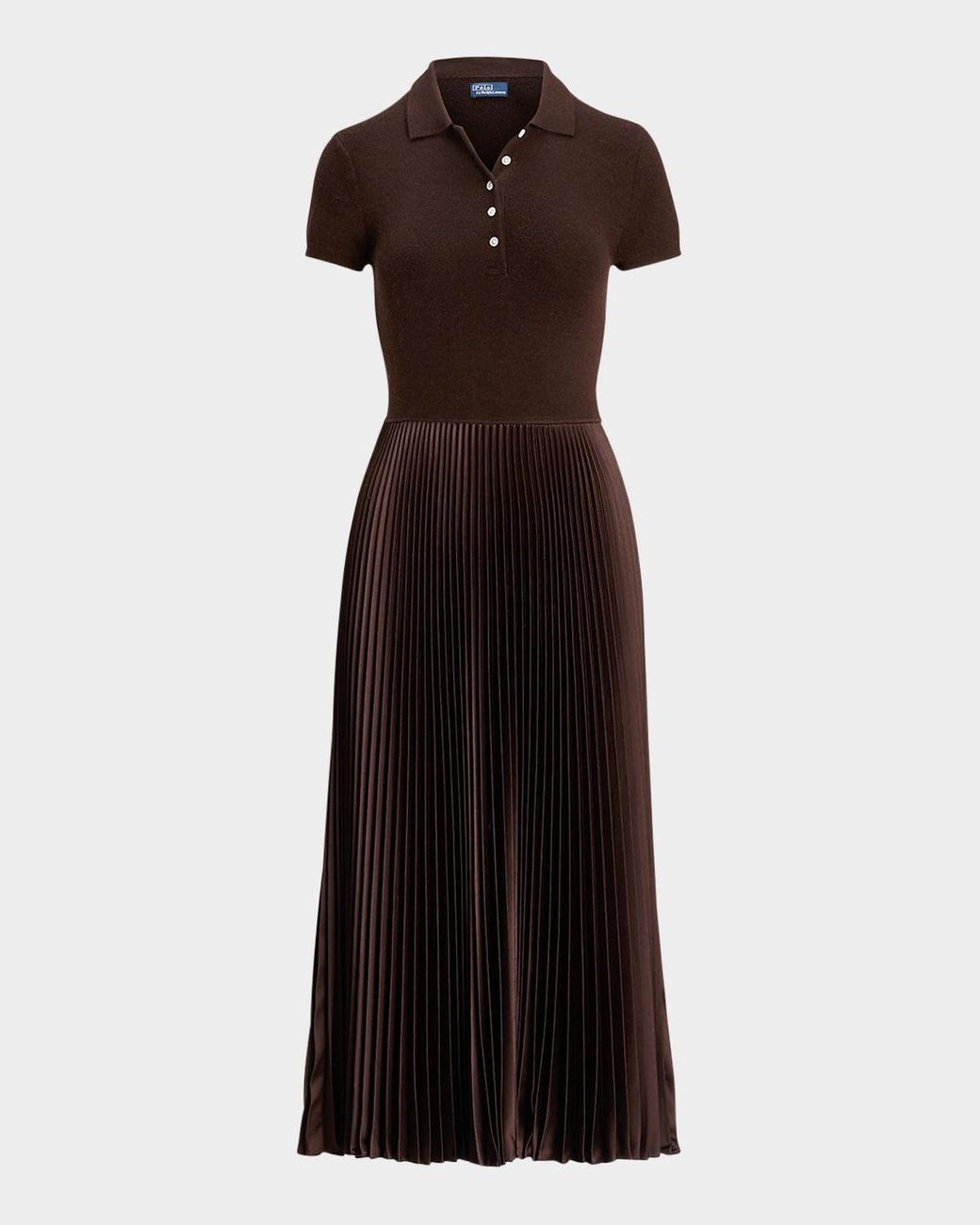 Polo Ralph Lauren Polo Sweater-Bodice Midi Dress in Brown | Lyst