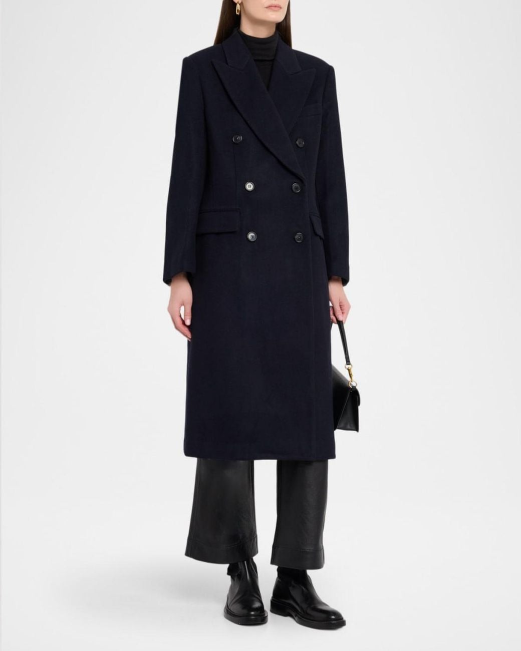 Theory Double-Breasted Wool-Blend Coat in Blue | Lyst