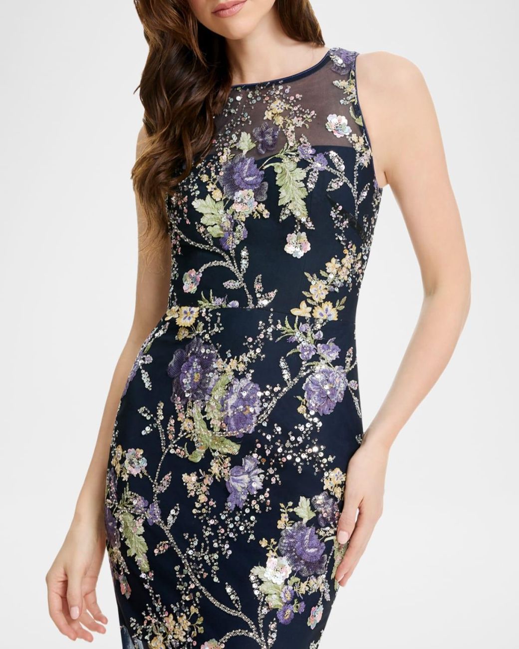 Dress the Population Black Label Helena Bodycon Sequin Floral Midi ...
