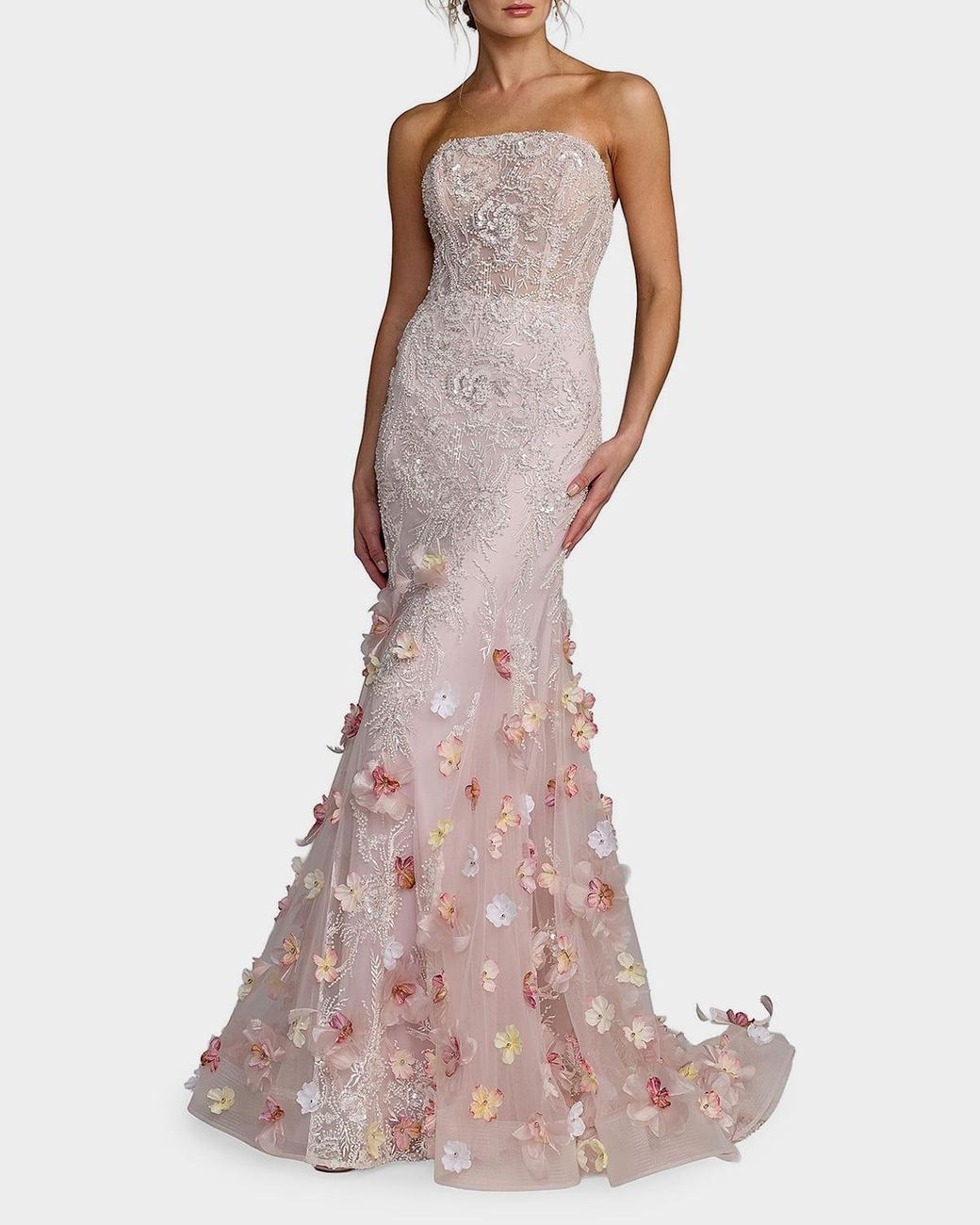 Mac Duggal Embellished Strapless Mermaid Gown in Pink | Lyst