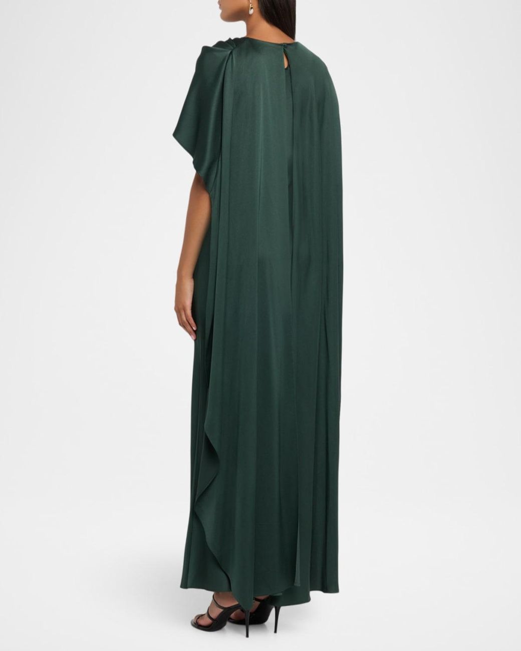 Jonathan Simkhai Izel High-Neck Column Cape Gown in Green | Lyst