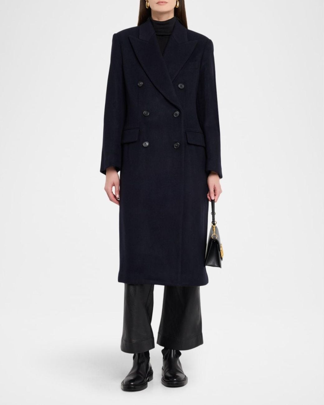 Theory Double-Breasted Wool-Blend Coat in Blue | Lyst