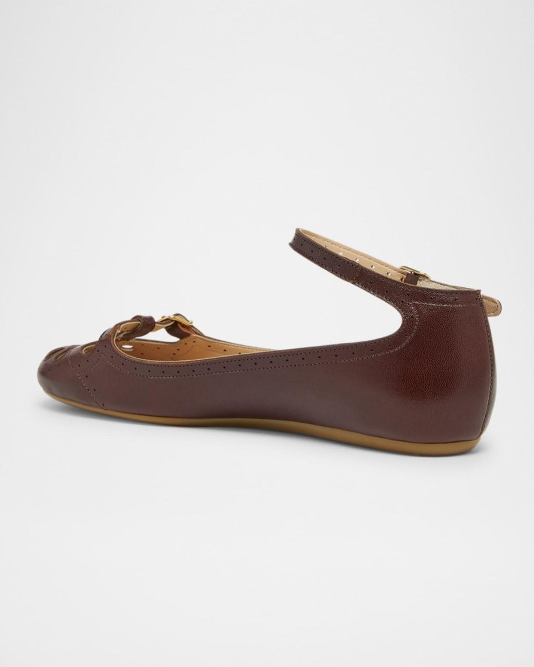 Chloé Misty Cutout Leather Ballerina Flats in Brown | Lyst