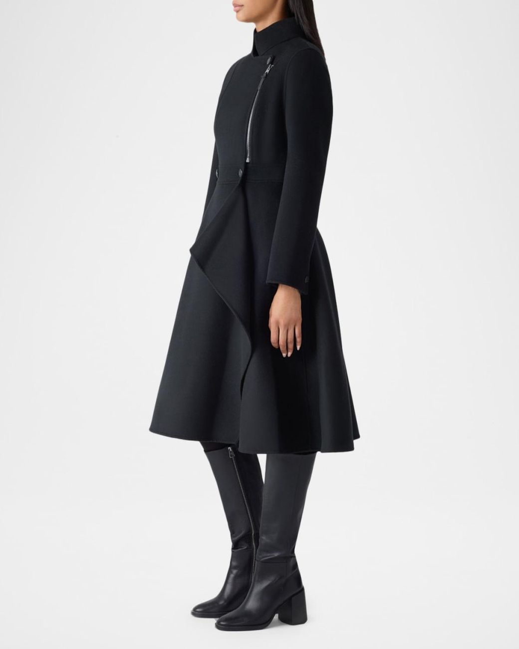 Mackage Annia Asymmetric Wool Coat in Black | Lyst
