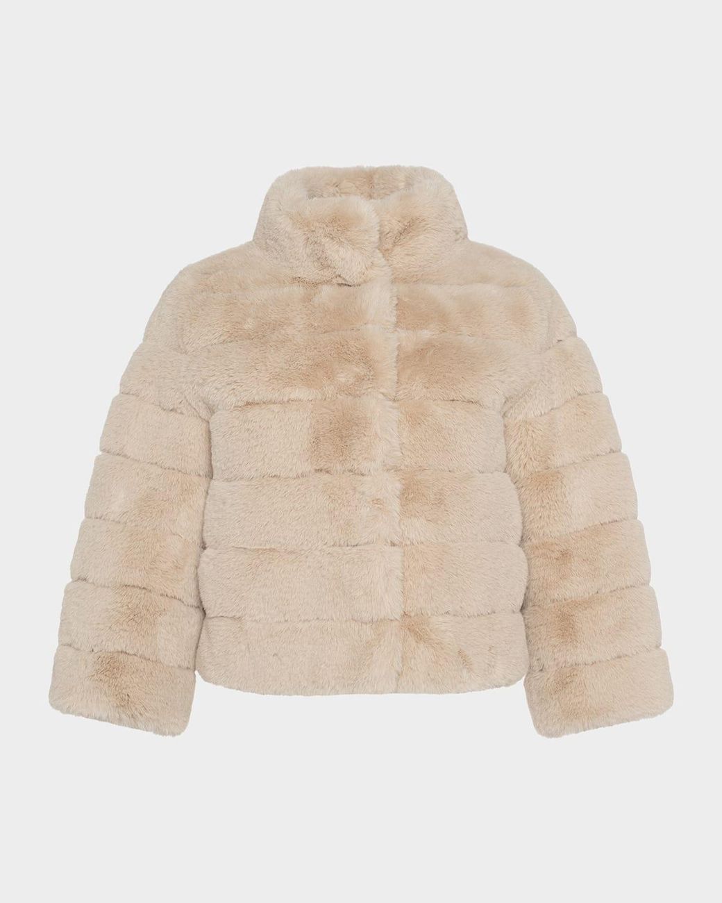 Lyla Grant Fur-Free Short Faux Rabbit Coat in Natural | Lyst