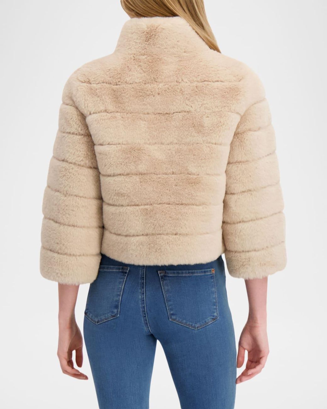 Lyla Grant Fur-Free Short Faux Rabbit Coat in Natural | Lyst