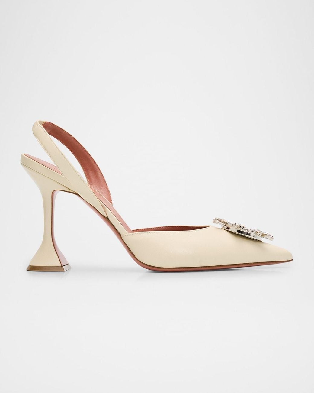 AMINA MUADDI 95Mm Begum Leather Crystal Slingback Pumps in Metallic | Lyst