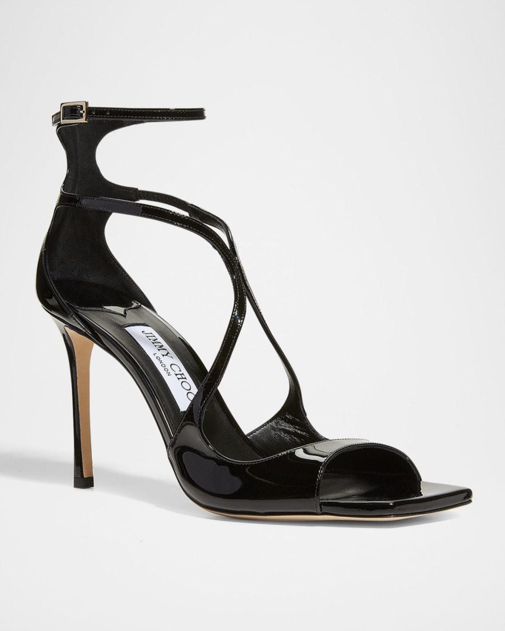 Jimmy Choo Azia Patent Ankle-Strap Sandals in White | Lyst
