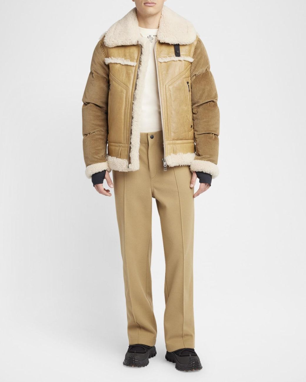 Moncler Apos;S Argens Shearling Bomber Jacket in Natural for Men | Lyst