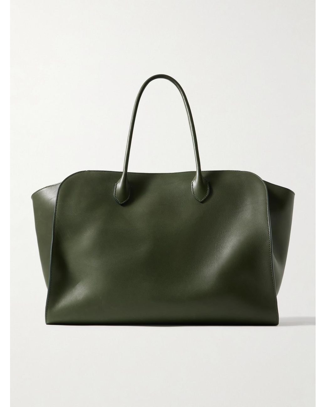 The Row Marlo Leather Tote in Green | Lyst