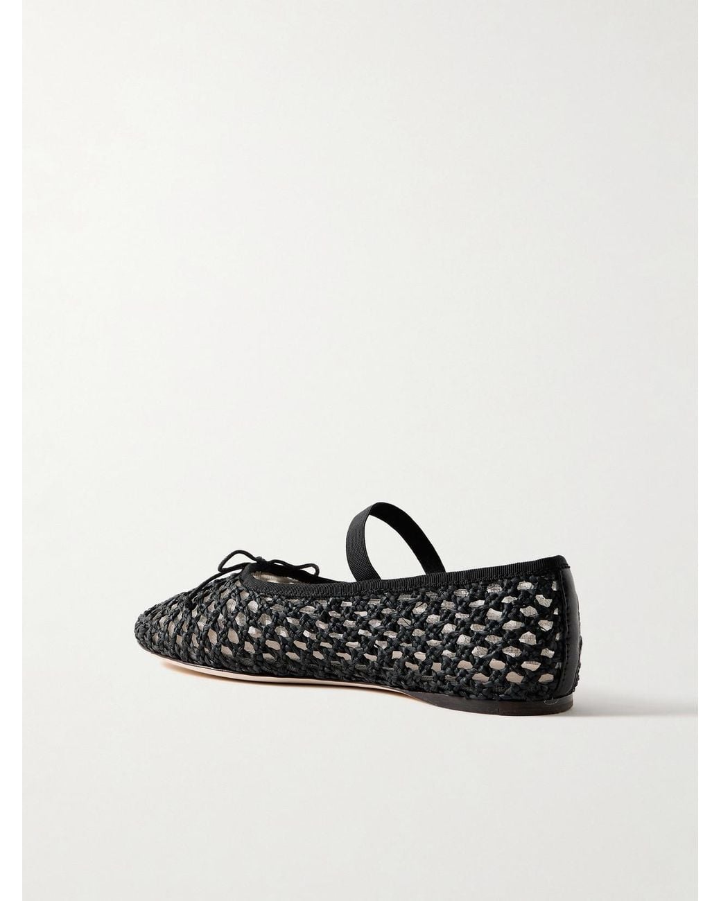 Loeffler Randall Leonie Grosgrain-Trimmed Raffia Mary Jane Ballet Flats ...