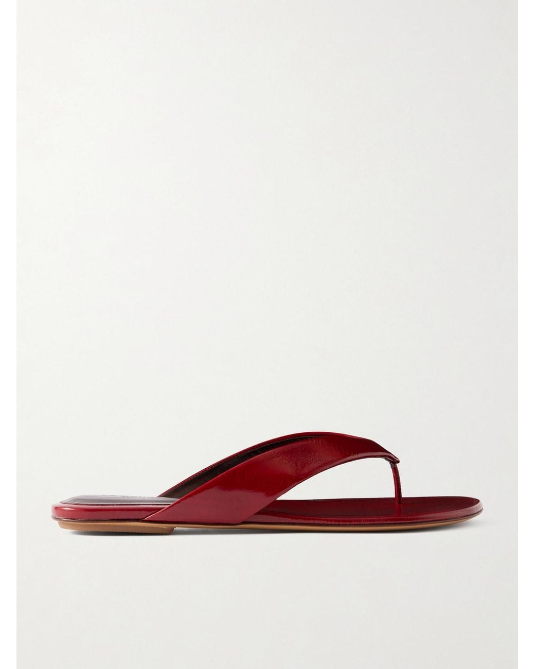 Le Monde Beryl Eel-Effect Leather Thong Sandals in Red | Lyst