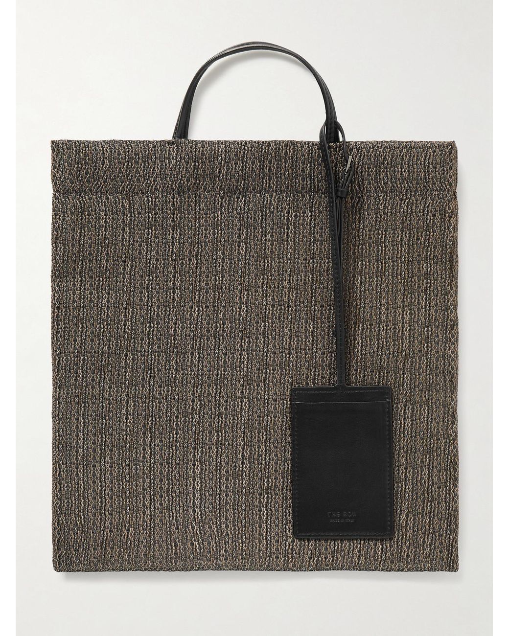 The Row Barn Mini Leather-Trimmed Mesh Tote in Black | Lyst