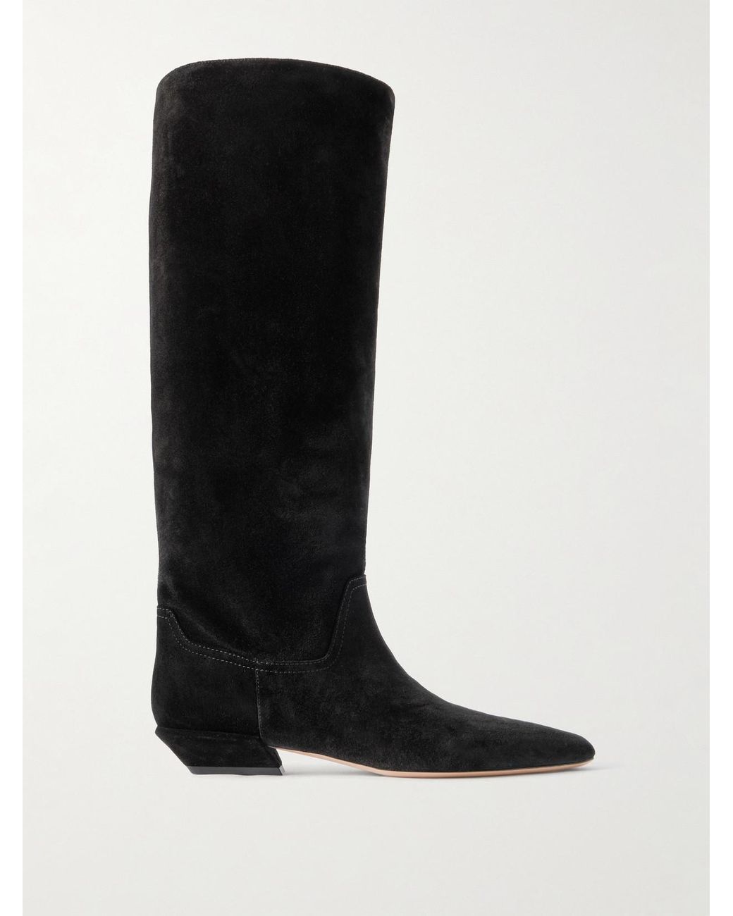 Paris Texas Bettina Suede Knee Boots in Black | Lyst