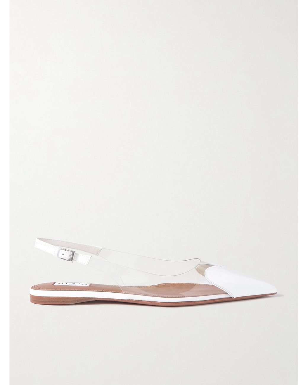Alaïa Cœur Pu And Patent-Leather Slingback Point-Toe Flats in Natural ...