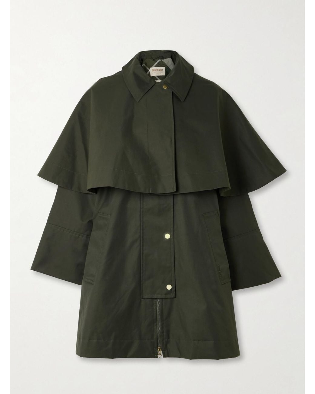 Barbour Fia Cape-Effect Cotton-Blend Twill Jacket in Green | Lyst